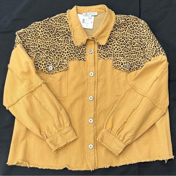 Jackets & Coats | Camelcolored Leopard Print Lightweight Buttondown ...